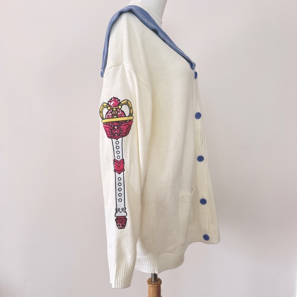 Hot Topic | Sweaters | Nwt White Sailor Moon Embroidered Cardigan ...